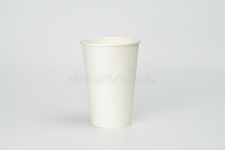 Light Gray Surface with a Ridged White Coffee Cup in Front View, Open ...