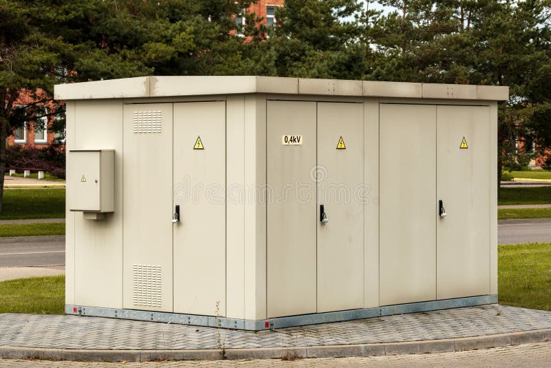 Light Gray Transformer Box on the Side of Pavement Stock Image - Image ...