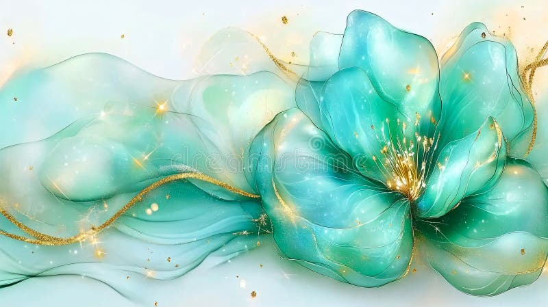 The Light Green Background Features Intricate Golden Line Art Patterns ...