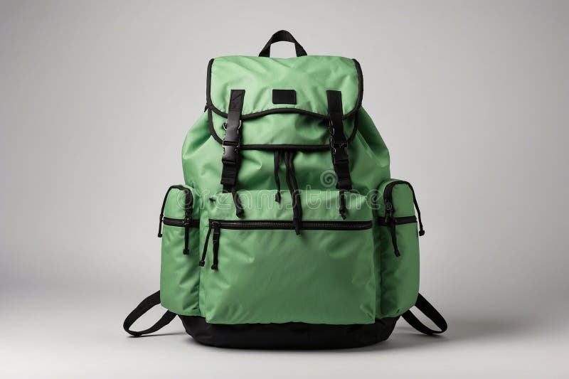 Light Green Backpack Isolated on White Background Stock Illustration ...