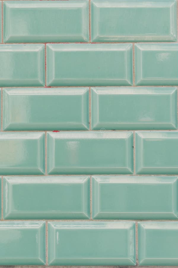 Light Green Beveled Subway Tile Forming Repeating Pattern Stock Image ...