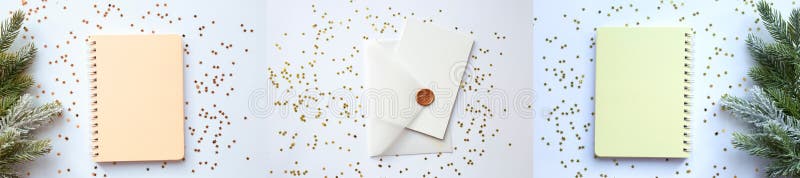 Light Green Blank Notepad on Christmas Background with Sparkles Stock ...