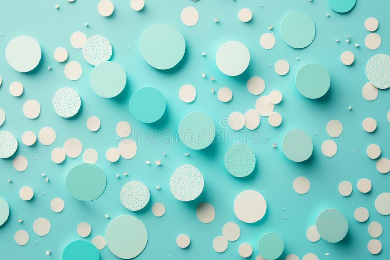 Light Green, Blue and White Paper Confetti on Light Blue Pastel ...
