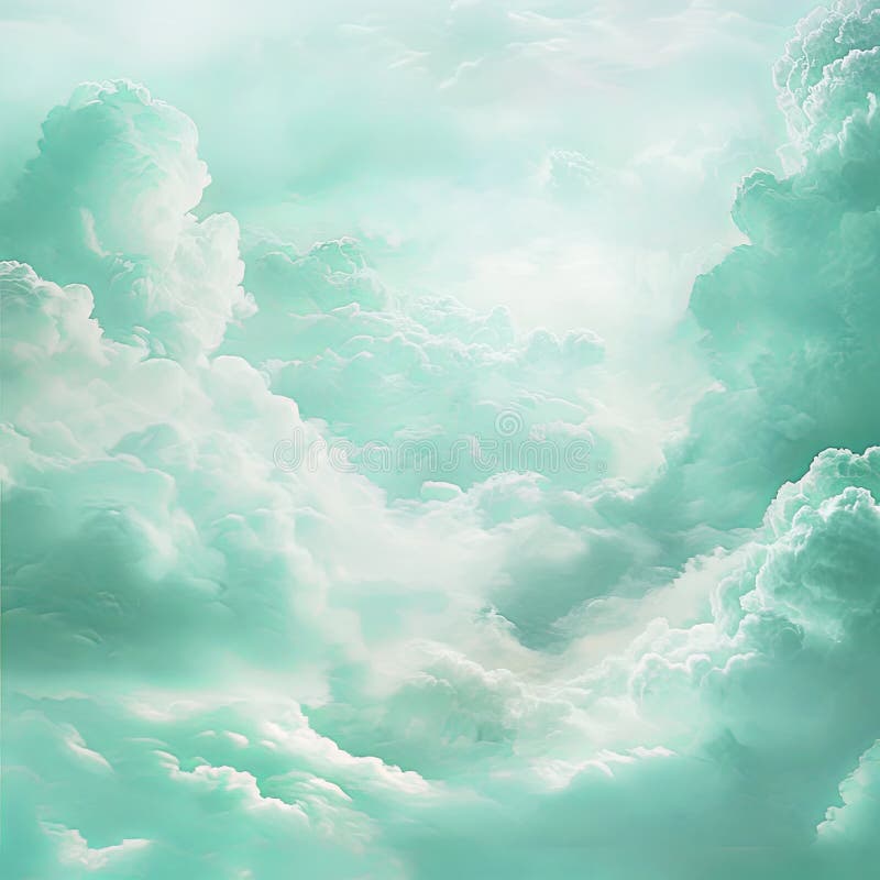 Soft Mint-green Clouds Fill the Sky, Creating a Tranquil Atmosphere ...