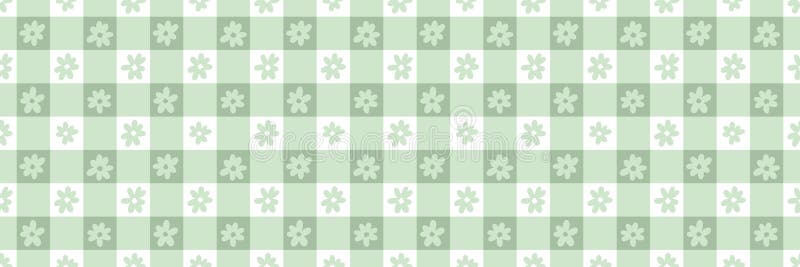 Light Green Cute Girly Floral Gingham Plaid Spring Vector Repeat ...