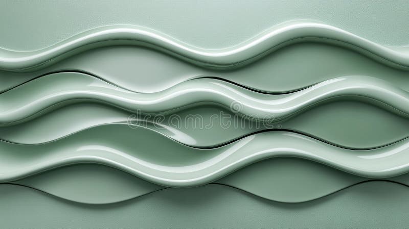 Light Green 3D Low Profile Delicate Wave Pattern, an Elegant Minimalist ...