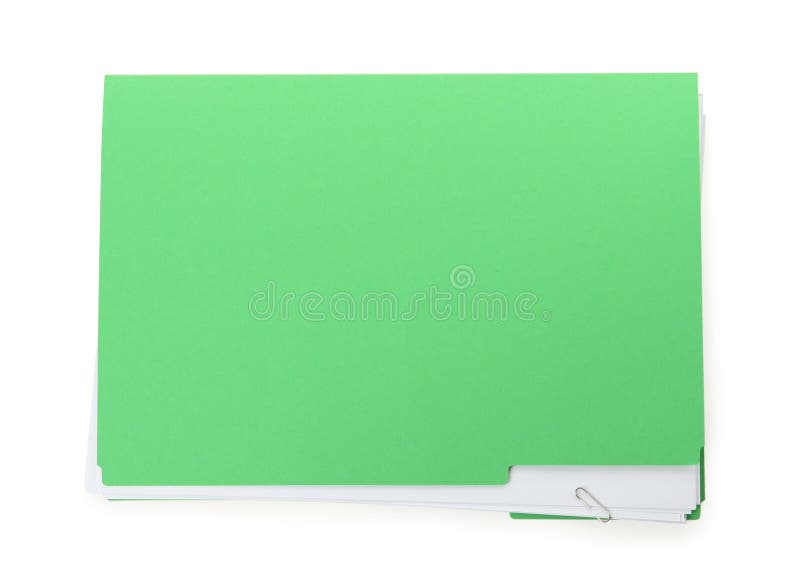 Light Green File with Documents Isolated on White, Top View Stock Image ...