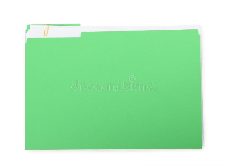Light Green File with Documents Isolated on White, Top View Stock Photo ...