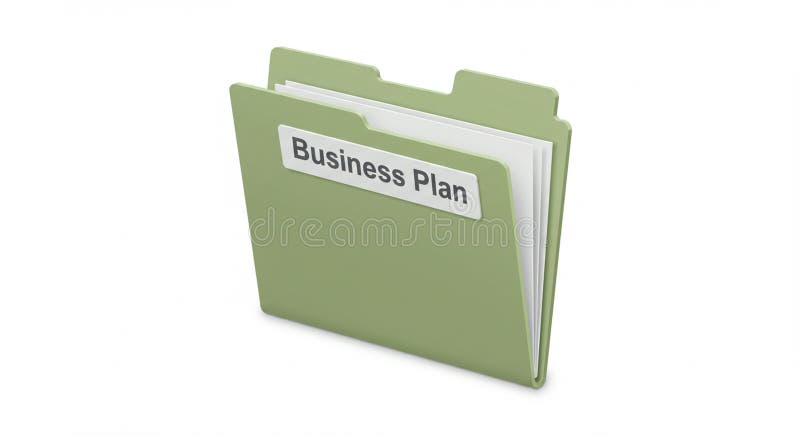 Light Green File Folder Labeled "Business Plan," Containing Several ...