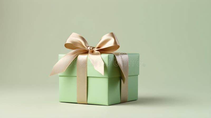 Light Green Gift Box in Front of a Light Background with Copy Space ...
