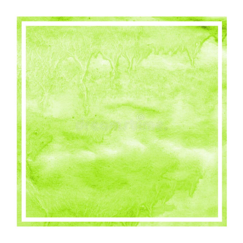 Green Hand Drawn Watercolor Rectangular Frame Background Texture with ...