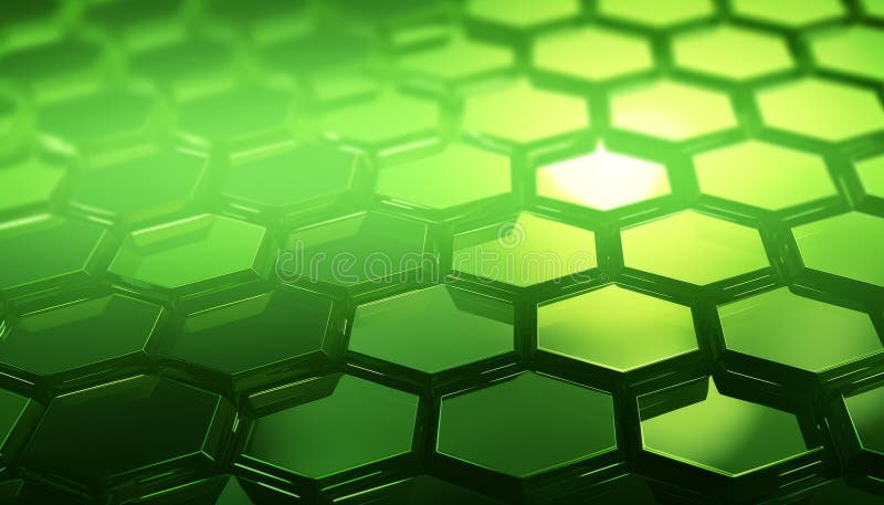 Light Green Hexagons with Bright Lighting Edges. Banner Template ...