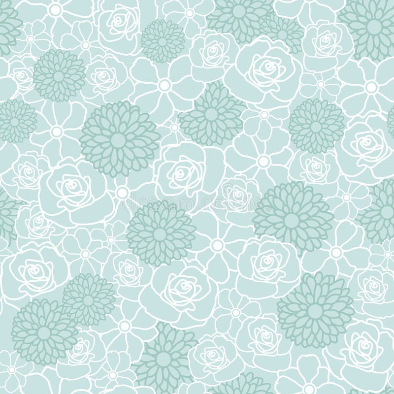 Light Green Mint Floral Repeat Pattern Stock Illustration ...
