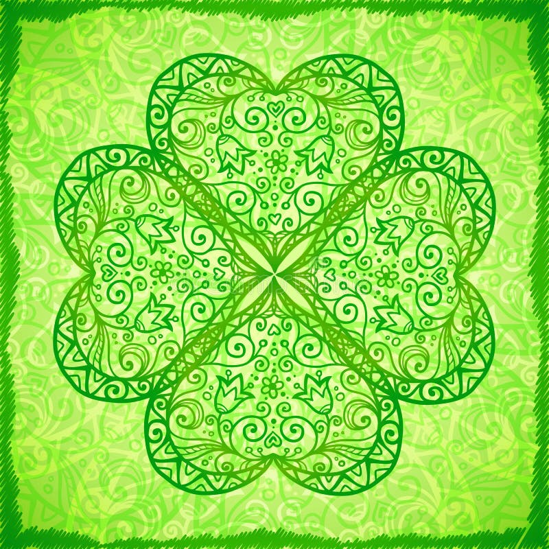 Light Green Ornate Four-leaf Clover Background Stock Vector ...