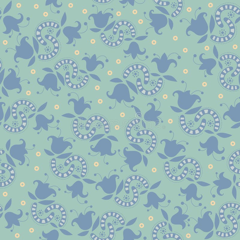 Light Green Pattern with Blue Flowers Stock Vector - Illustration of ...