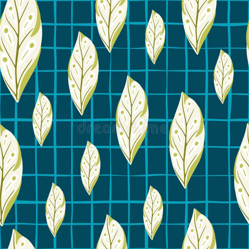 Light Green Random Geometric Leaves Elements Seamless Pattern. Navy ...