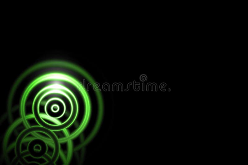 Light Green Sound Waves Oscillating with Circle Ring on Black ...