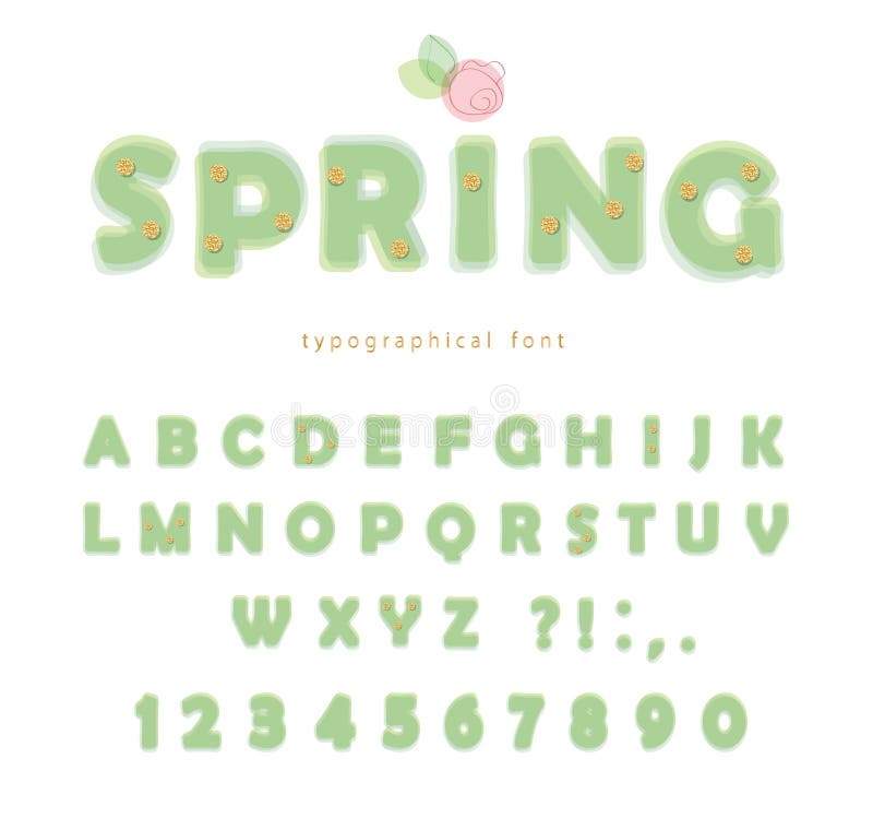 Light Green Spring Font. Transparent ABC Letters and Numbers Isolated ...