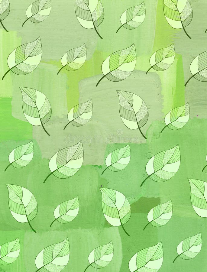 Light Green Texture with a Pattern of Leaves Stock Illustration ...