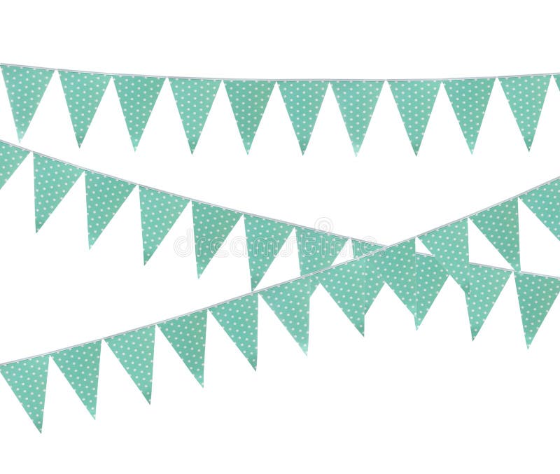Light Green Triangular Bunting Flags on White Background. Festive Decor ...