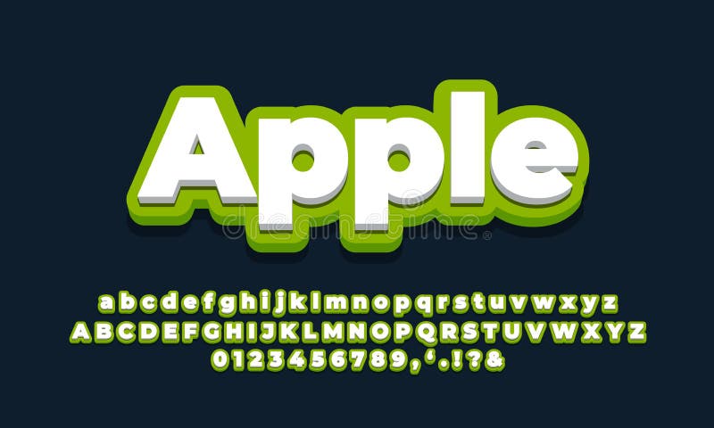 Light Green with White 3d Font Effect or Text Styles Design Stock ...