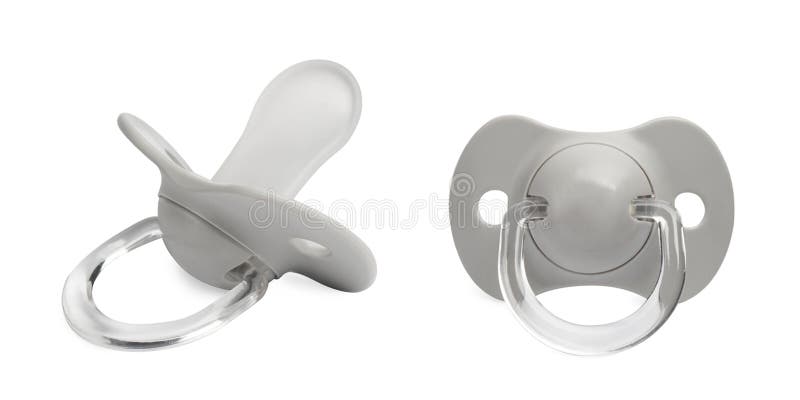 Light Grey Baby Pacifier on White Background, Views from Different ...