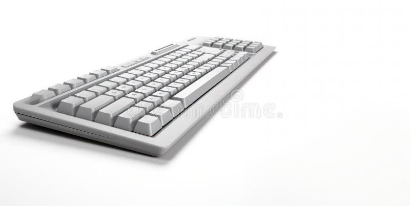Light Grey Computer Keyboard, Diagonal View, Wide Angle, Isolated on ...