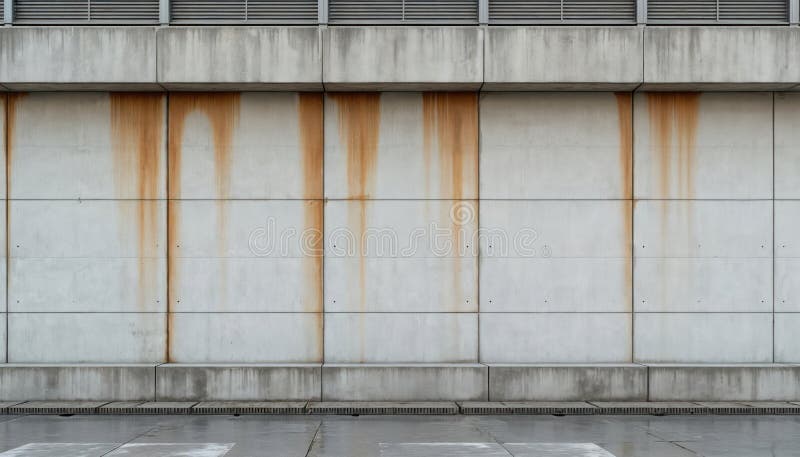 Light Grey Concrete Wall with Horizontal Panels. Features Drainage ...