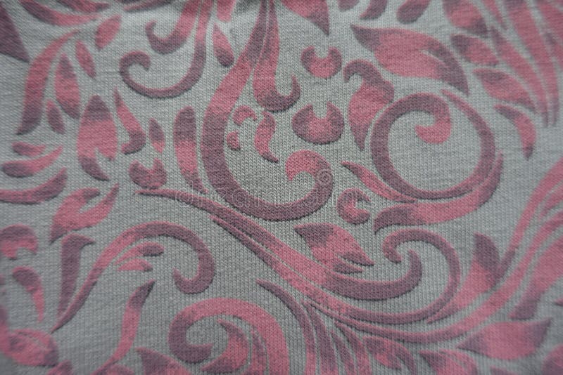 Light Grey Cotton with Pink Scroll Pattern from Above Stock Photo ...