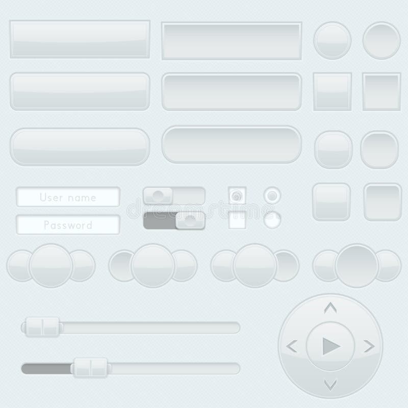 Light Grey Interface Buttons, Sliders and Toggle Switches Stock Vector ...