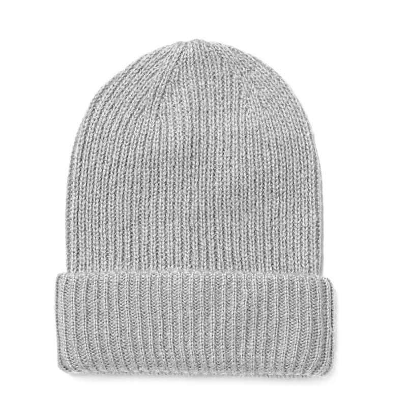 Light Grey Knitted Hat Isolated on White, Top View Stock Image - Image ...
