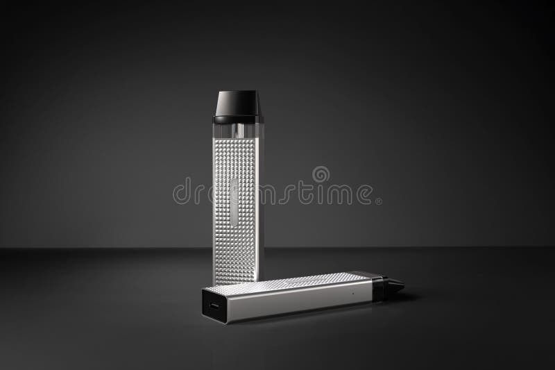 Light Grey Metallic Vape Illustration Centered on a Black Scene ...