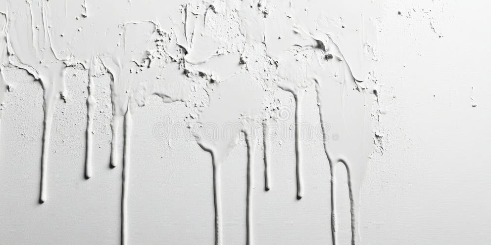 Light Grey Paint Drips Softly Down a Textured Canvas, Creating a ...