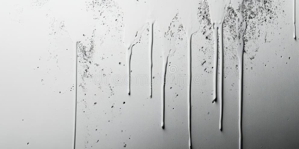Light Grey Paint Drips Softly Down a Textured Canvas, Creating a ...