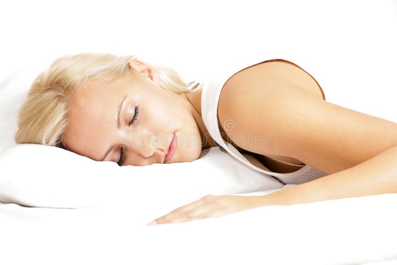 Light Hair Female Model, Sleeping on the Pillow Stock Photo - Image of ...