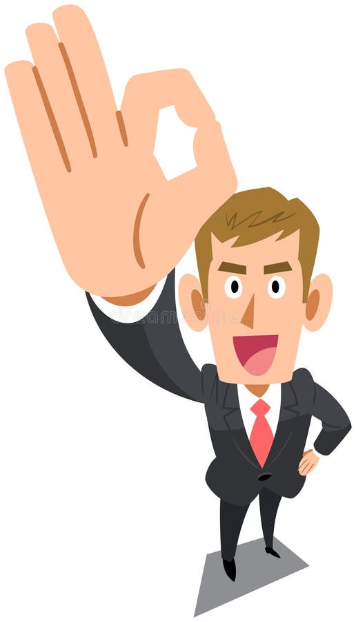 A Light-haired Man in a Suit Showing an OK Sign by Hand Stock Vector ...