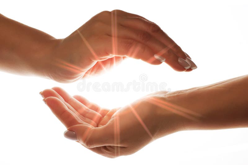 Light in the Hands Isolated on White Background Stock Image - Image of ...