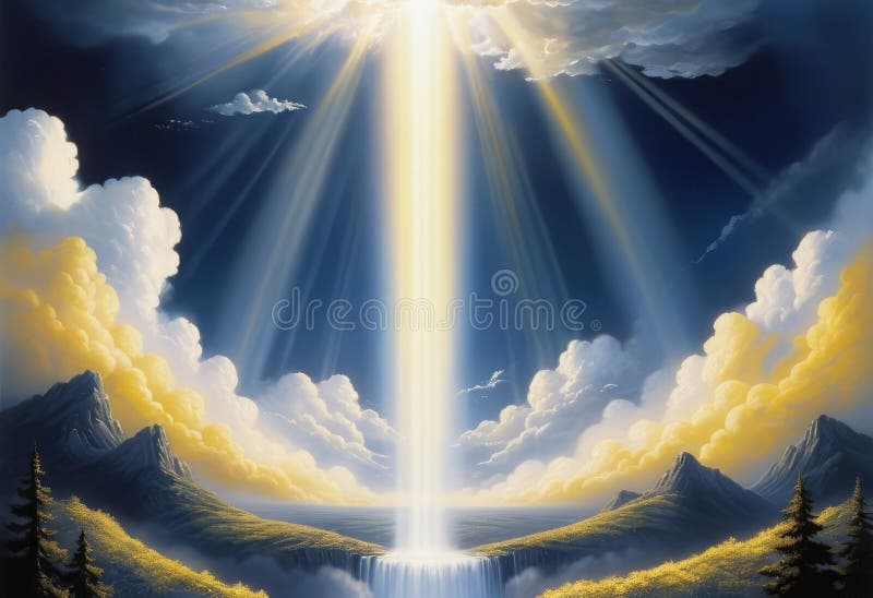 Light from Heaven. Sun and Clouds Stock Illustration - Illustration of ...
