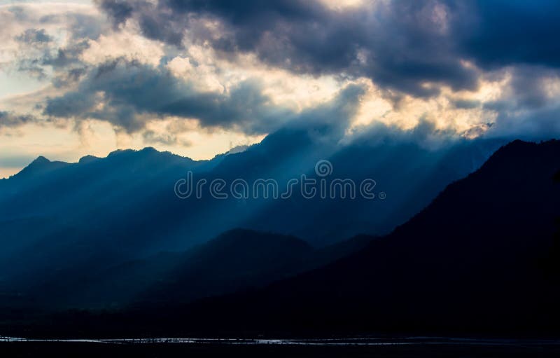 Sun Set on the Banks of Amochu River at Phuntsholing Stock Photo ...