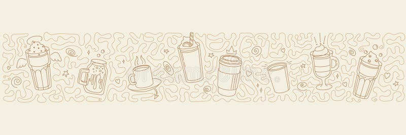 Light Horizontal Cafe Banner with Coffee Cups. Stock Vector ...