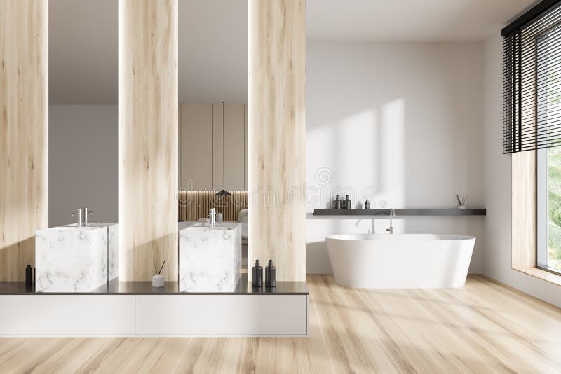 Light Hotel Studio Interior with Bathing and Sleeping Area, Window ...