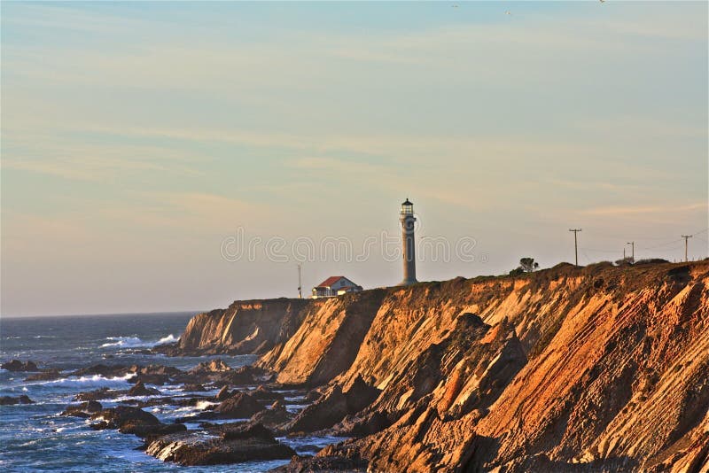 The Light House at Point Arena, Ca 1 Stock Photo - Image of mountain ...
