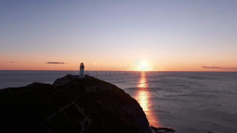Light House on Rock by Ocean Stock Footage - Video of beacon, landmark ...