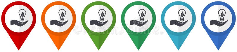 Light, Idea, Bulb Vector Pointers, Set of Colorful Flat Design Icons ...