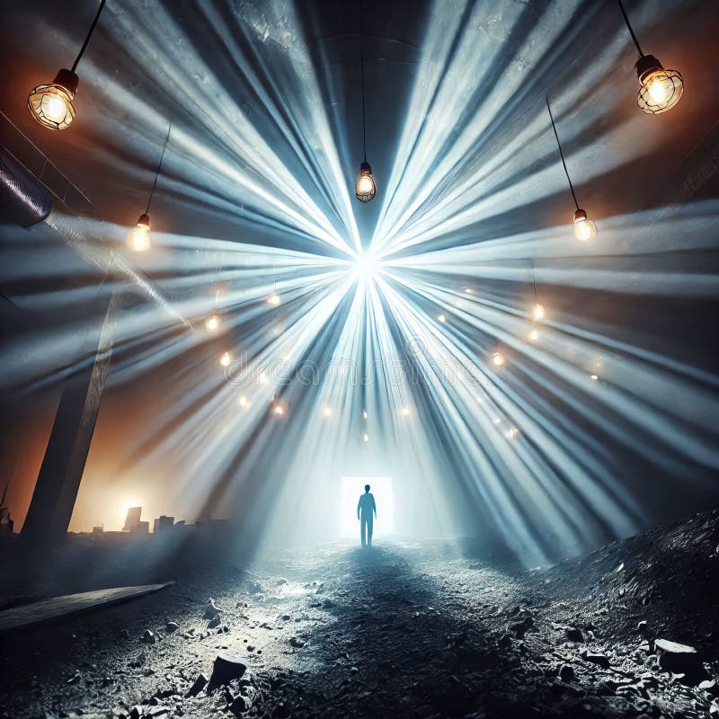 Light Illuminates a Dark Area Creates a Source of Light Revea Stock ...