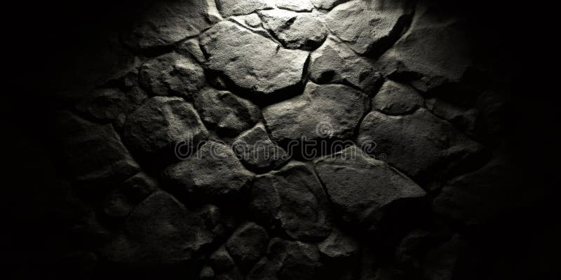 Light Illuminating Dark Gray Stone Wall Creating Dramatic Shadows Stock ...