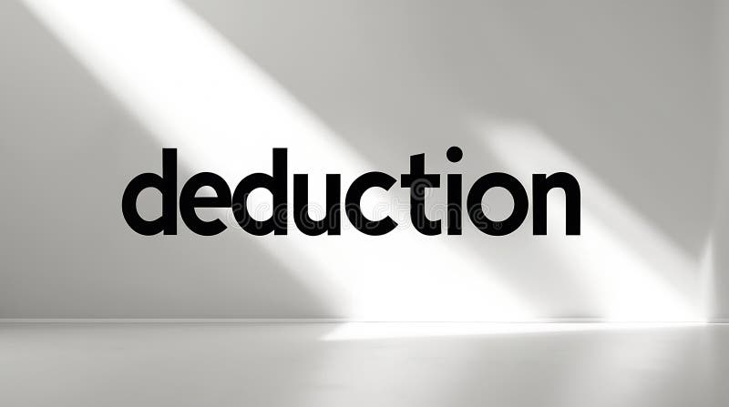Light Illuminating the Word Deduction on a Minimalistic Gray Wall Stock ...