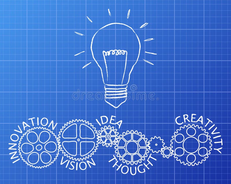 Light Innovation Gear Wheels Blueprint Stock Vector - Illustration of ...