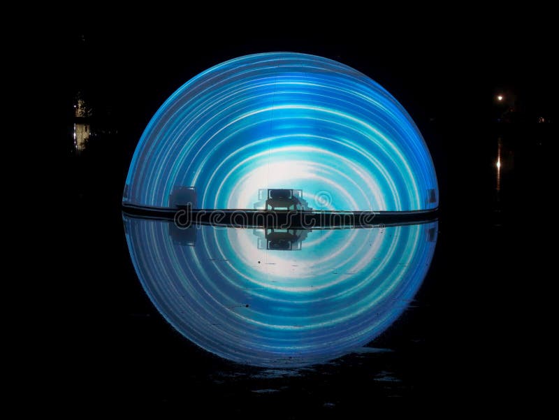 Light Installation of the Ball on a Black Background Stock Photo ...