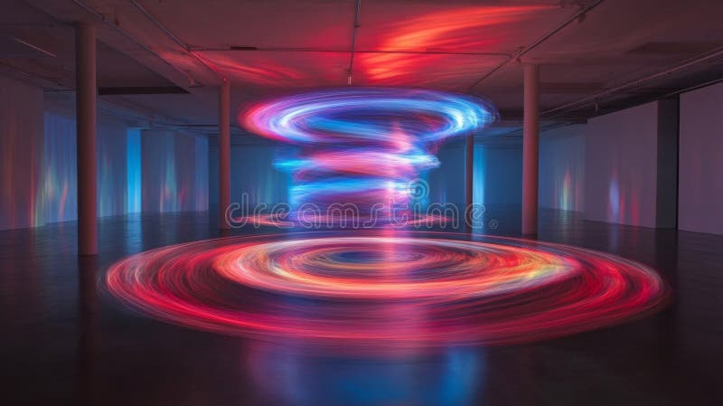 Light Installation Red Blue Swirling Vortex Gallery Art Stock ...